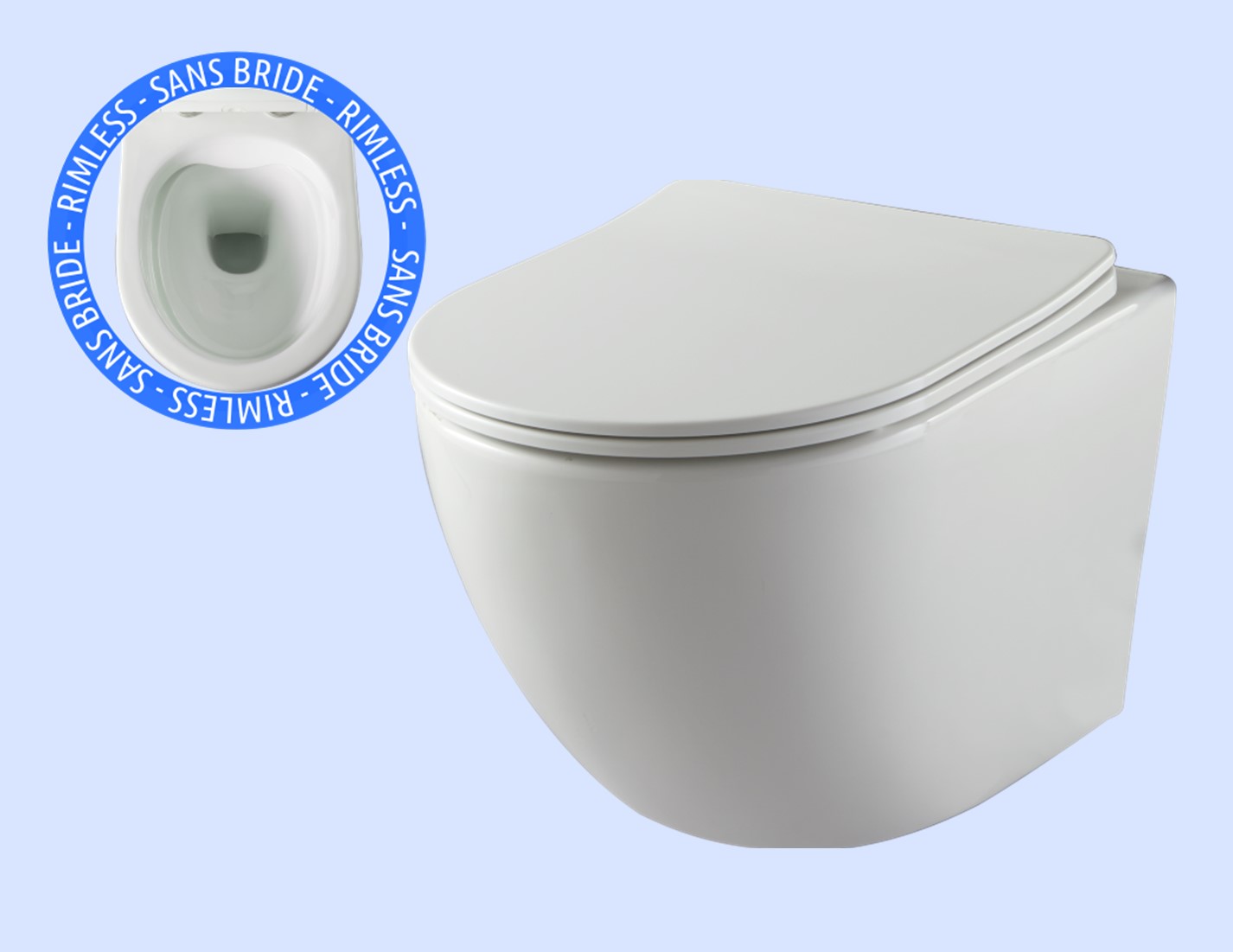 WALL HUNG PAN WC COROLLA SAVING SPACE "RIMLESS" - Godart
